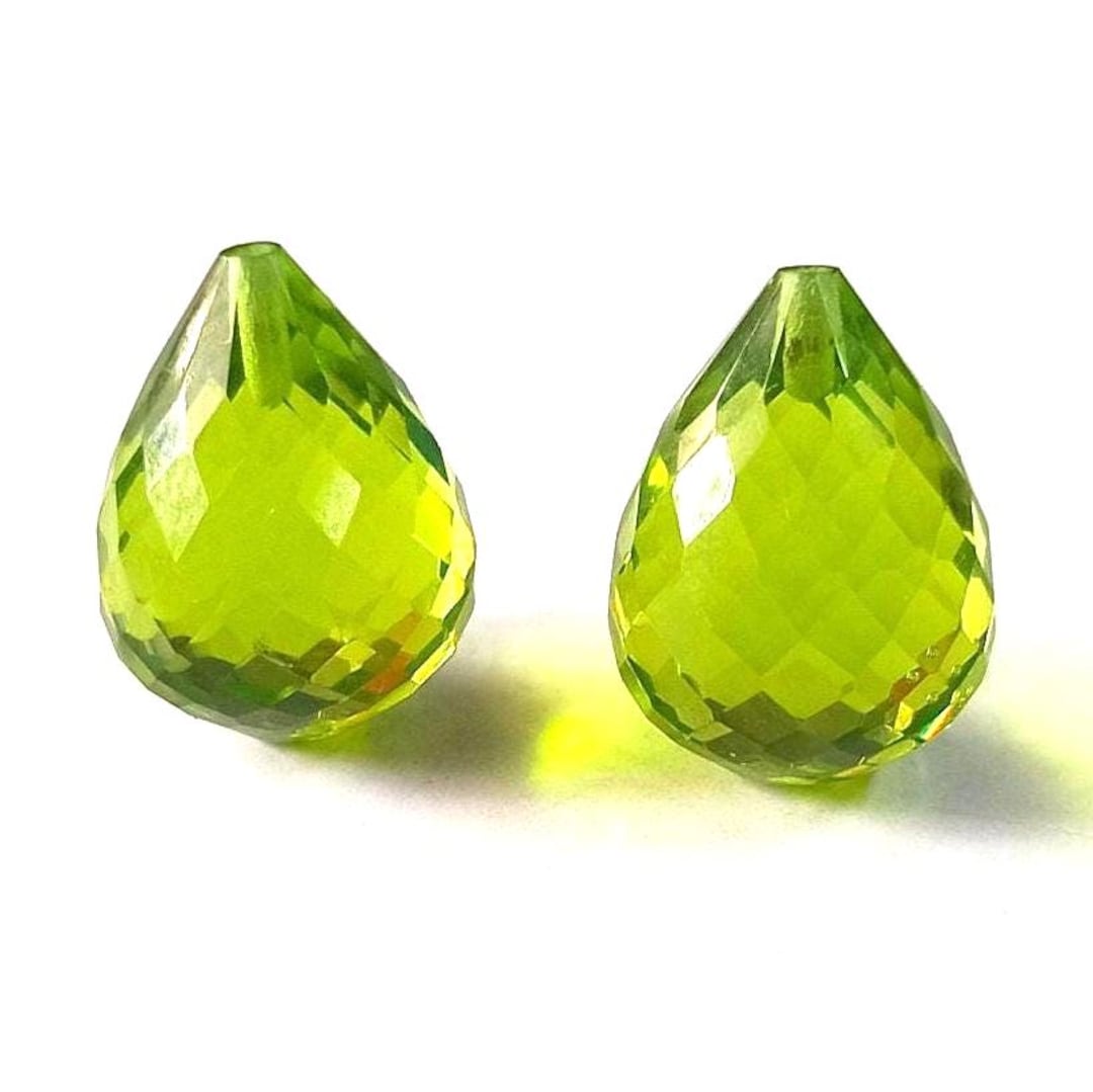 Faceted Hydro Quartz Teardrop Gemstone Pair: Briolette Cut, Half Top ...