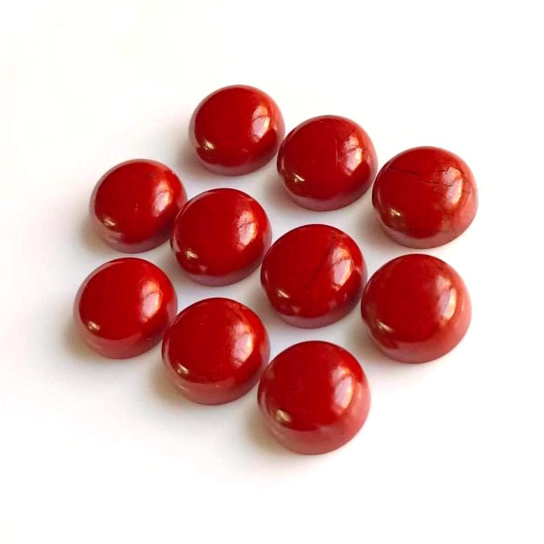 AAA+ Quality Natural Red Jasper Round Cabochon: Round Flat Back ...