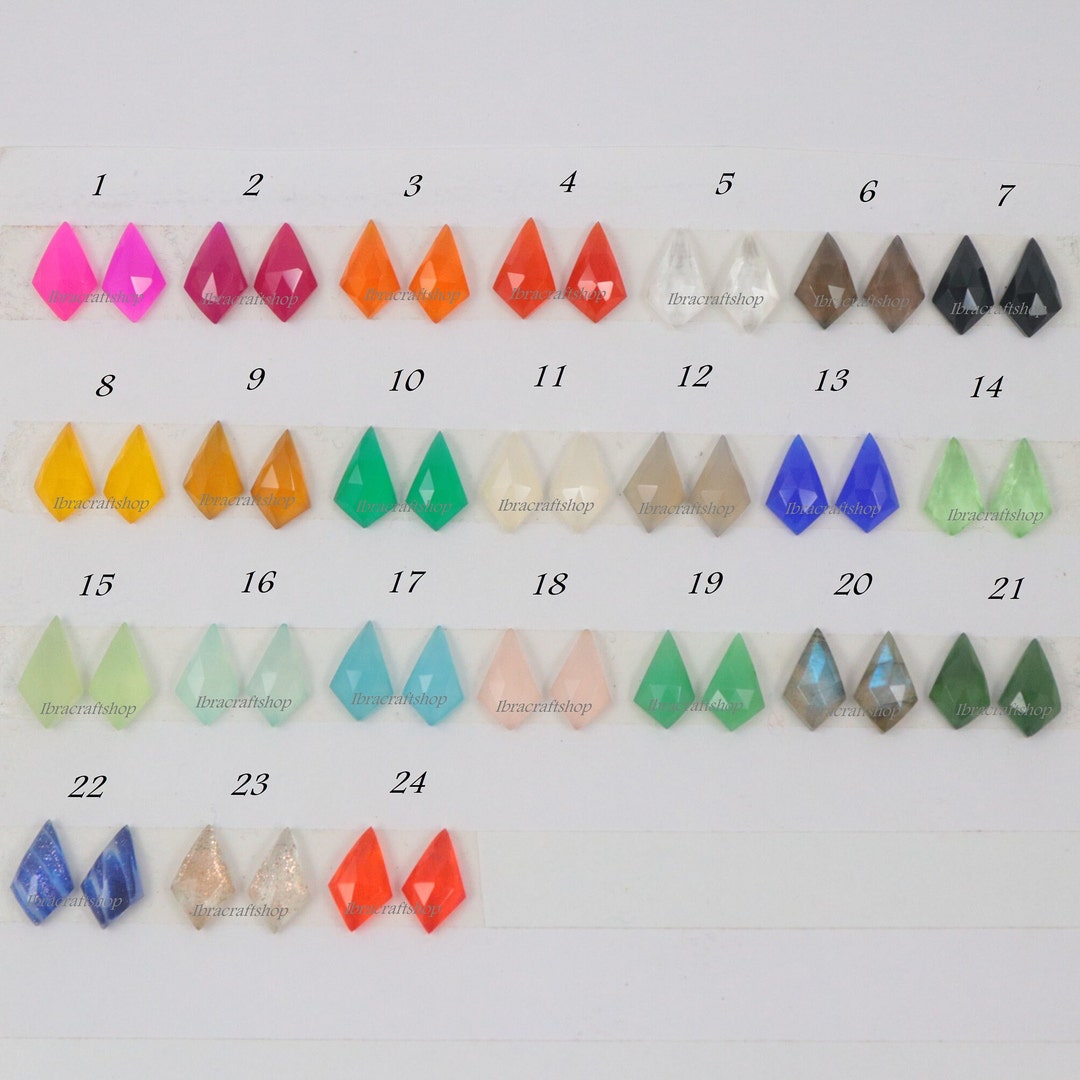 Kite Shape 1 Match Pair of Mix Natural Gemstone Kite Shape Approx. 13X8 ...