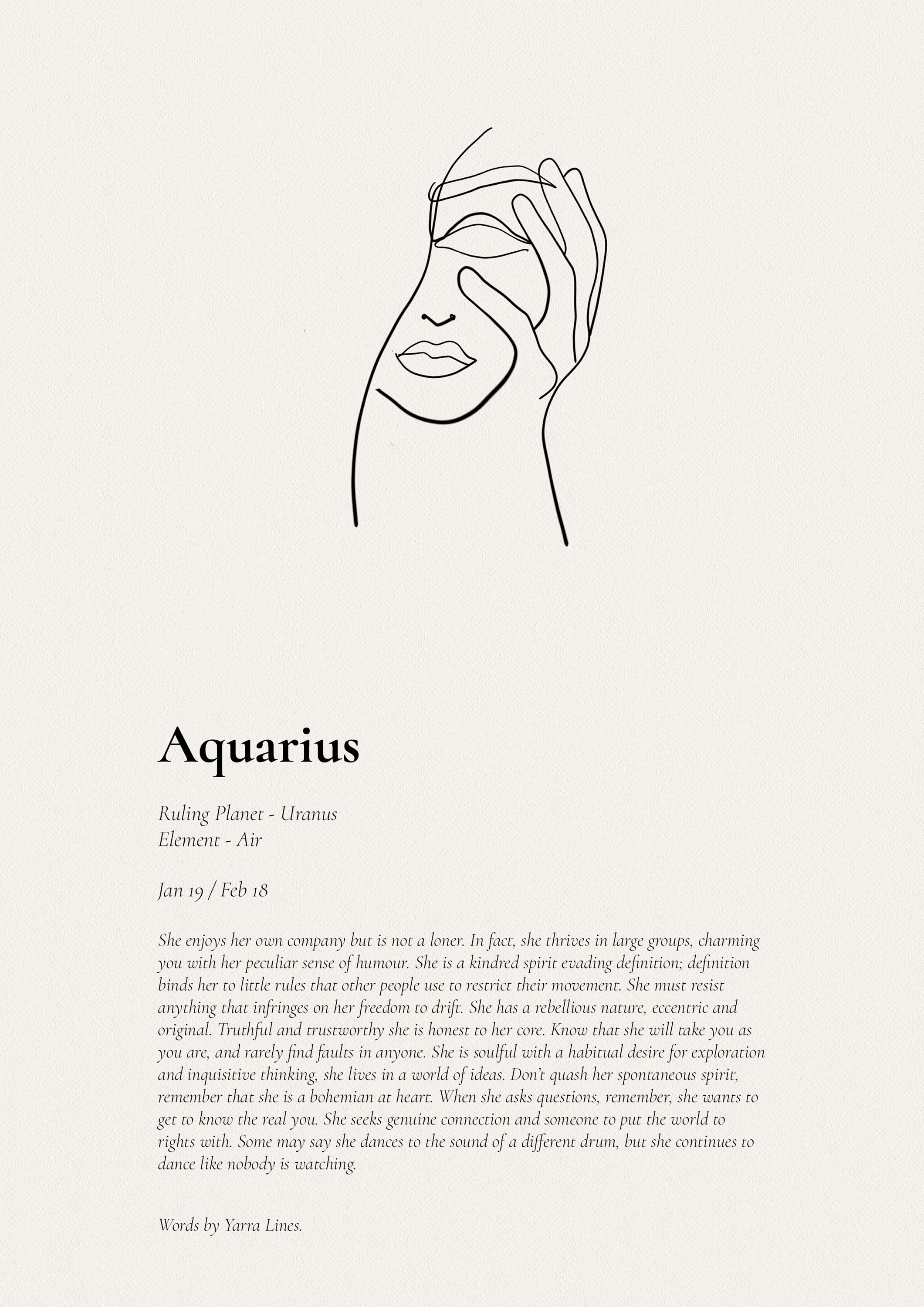 Aquarius Star Sign Print: A4 Astrology Wall Art - Etsy UK