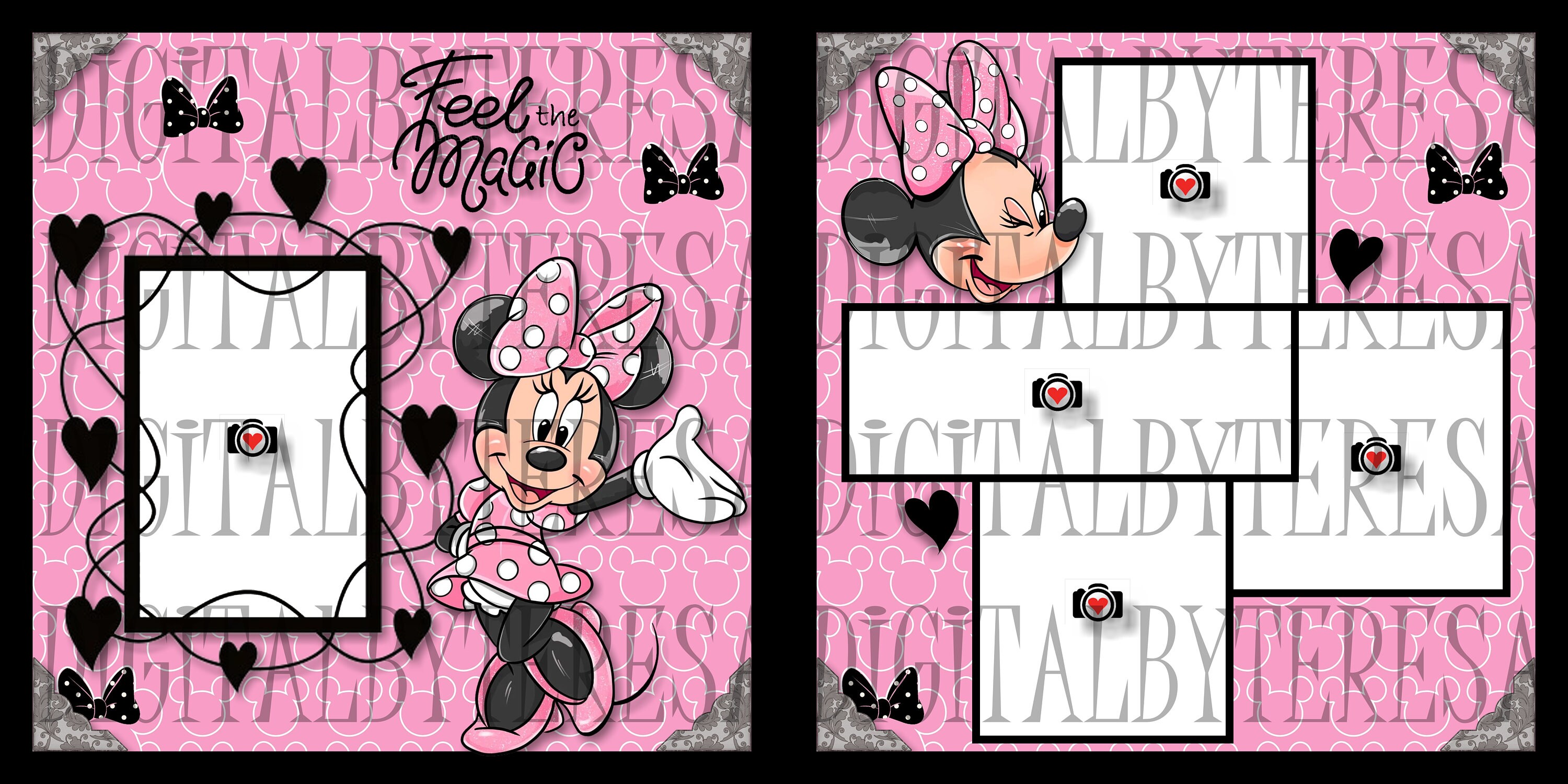 Minnie Mouse Pink Scrapbook Template, Digital Scrapbook Template ...