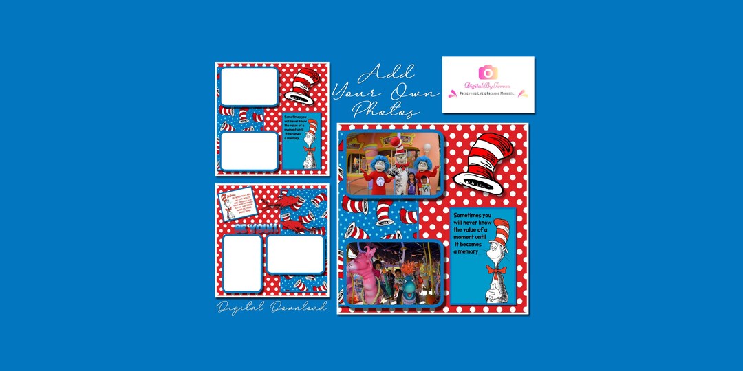 Dr Seuss Scrapbook Template, Digital Scrapbook Template, Digital ...