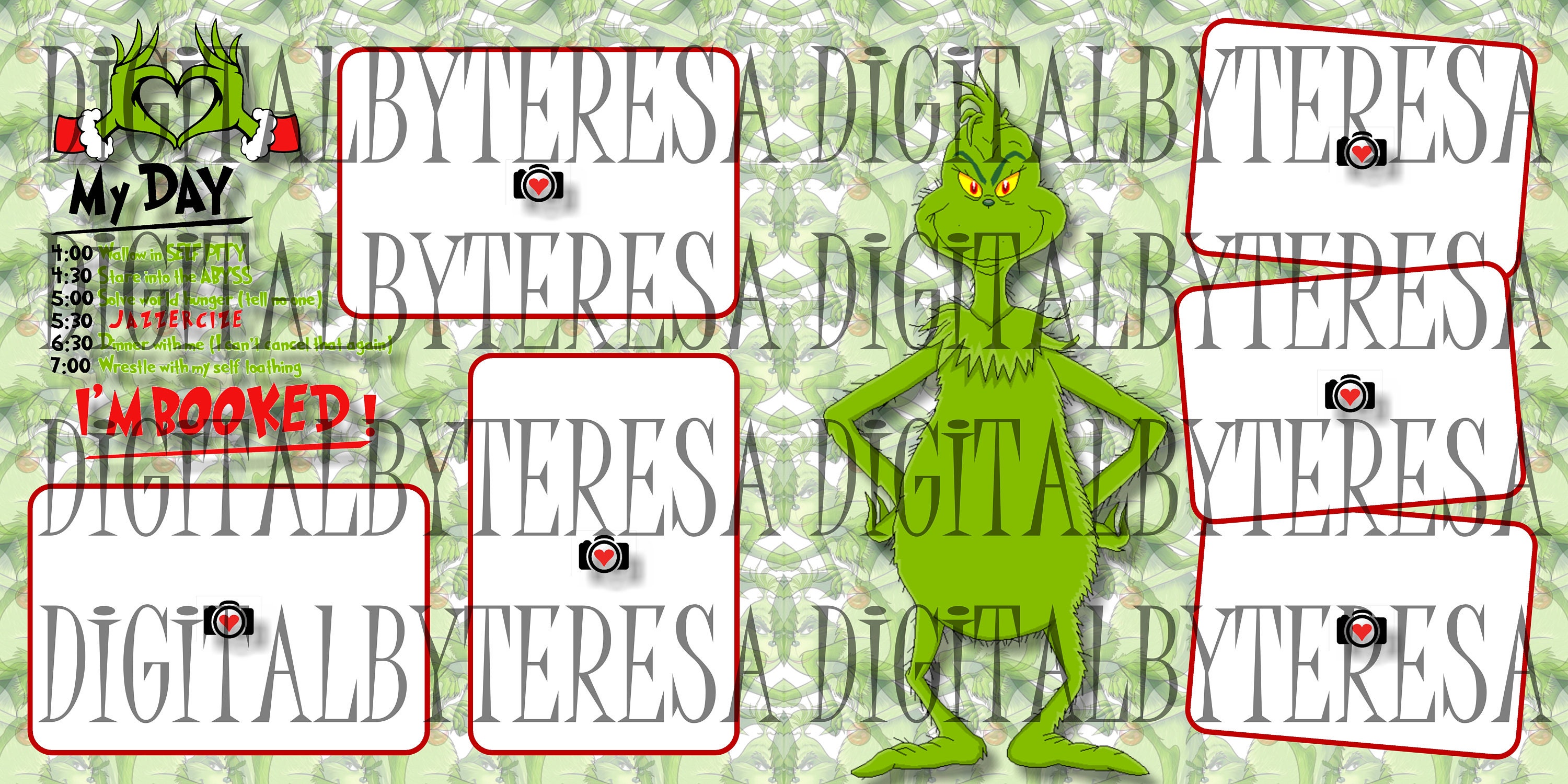 Whimsical Grinch Christmas Digital Scrapbook Layout ~ Quick Page ...