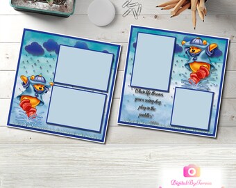 12x12 Digital Scrapbooking Template 2 Page Scrapbook Layout - Etsy