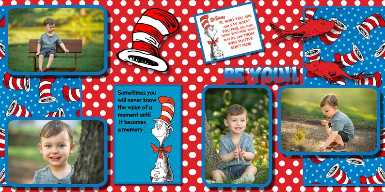 Dr Seuss Scrapbook Template, Digital Scrapbook Template, Digital ...
