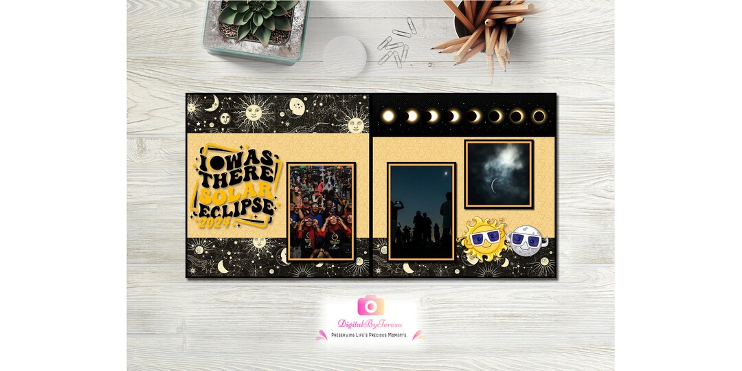 Solar Eclipse Scrapbook Template, Digital Scrapbook Template, Digital ...