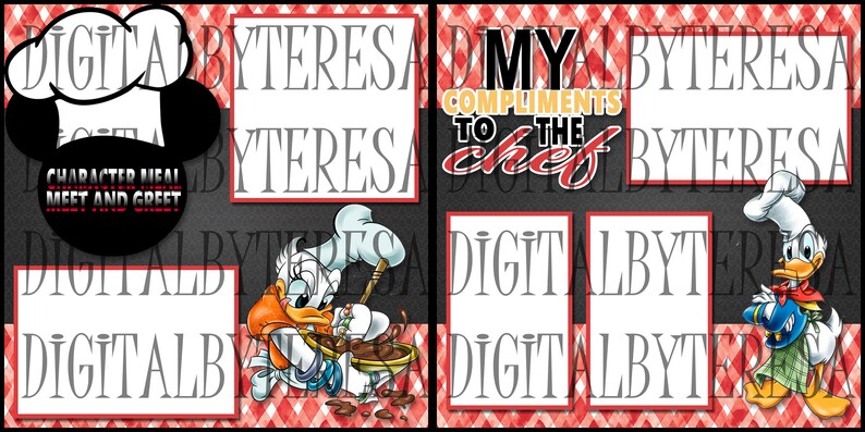 Disneyworld Chef Donald and Daisy Scrapbook Template Digital Scrapbook ...