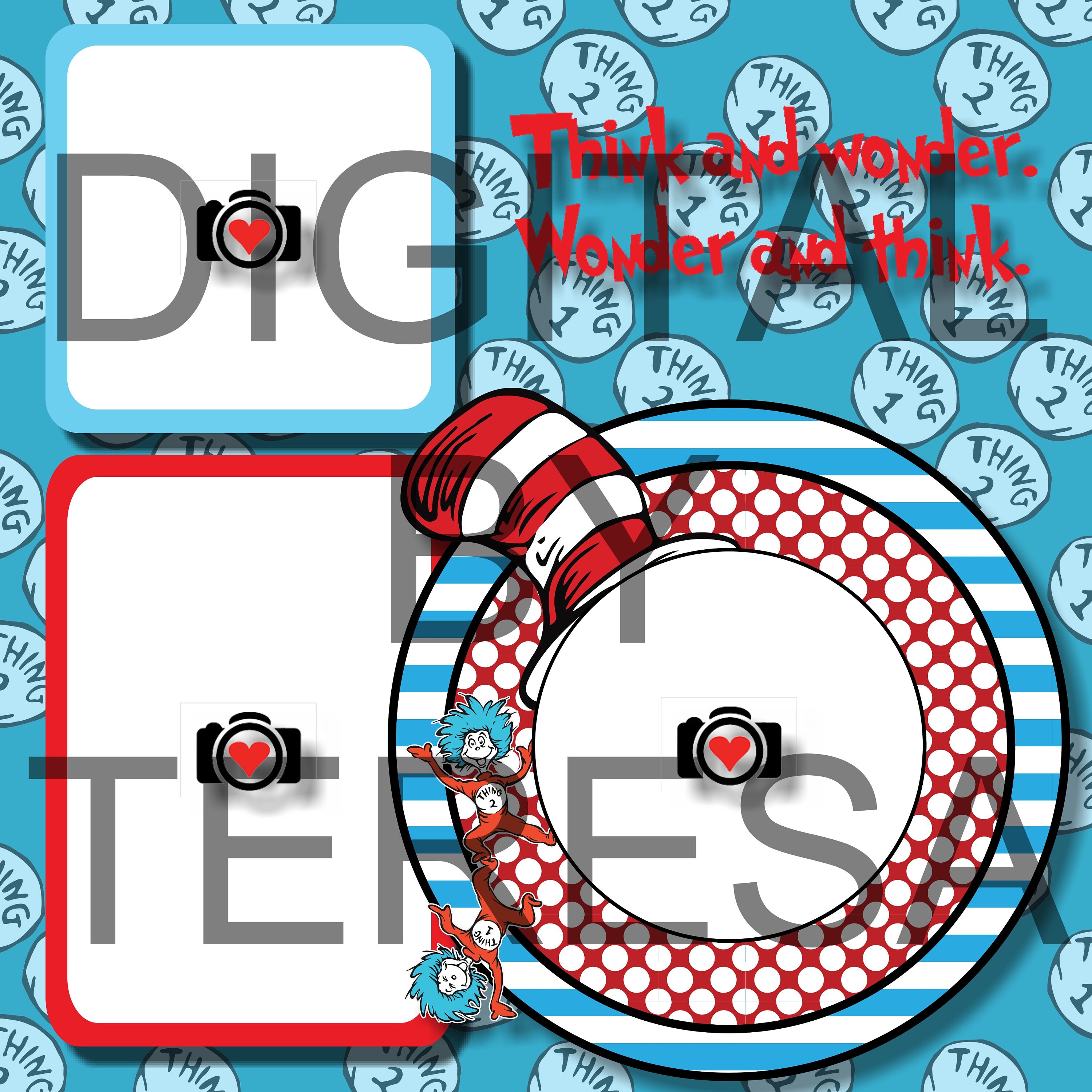 Dr Seuss 2-page, 5-photo Layout Thing One and Thing Two 12X12 Template ...