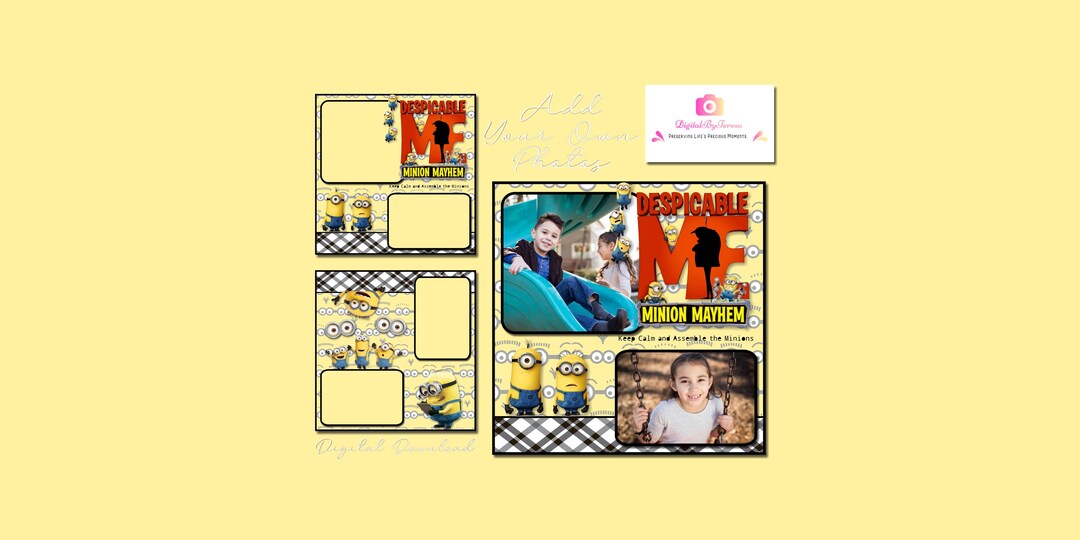 Minion Mayhem Scrapbook Template: Funny Kids Photo Collage (digital ...