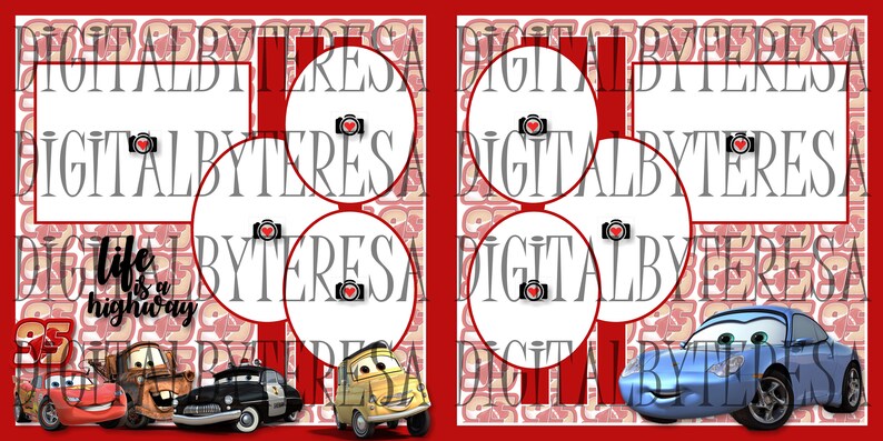 Lightning Mcqueen Scrapbook Template, Digital Scrapbook Template ...