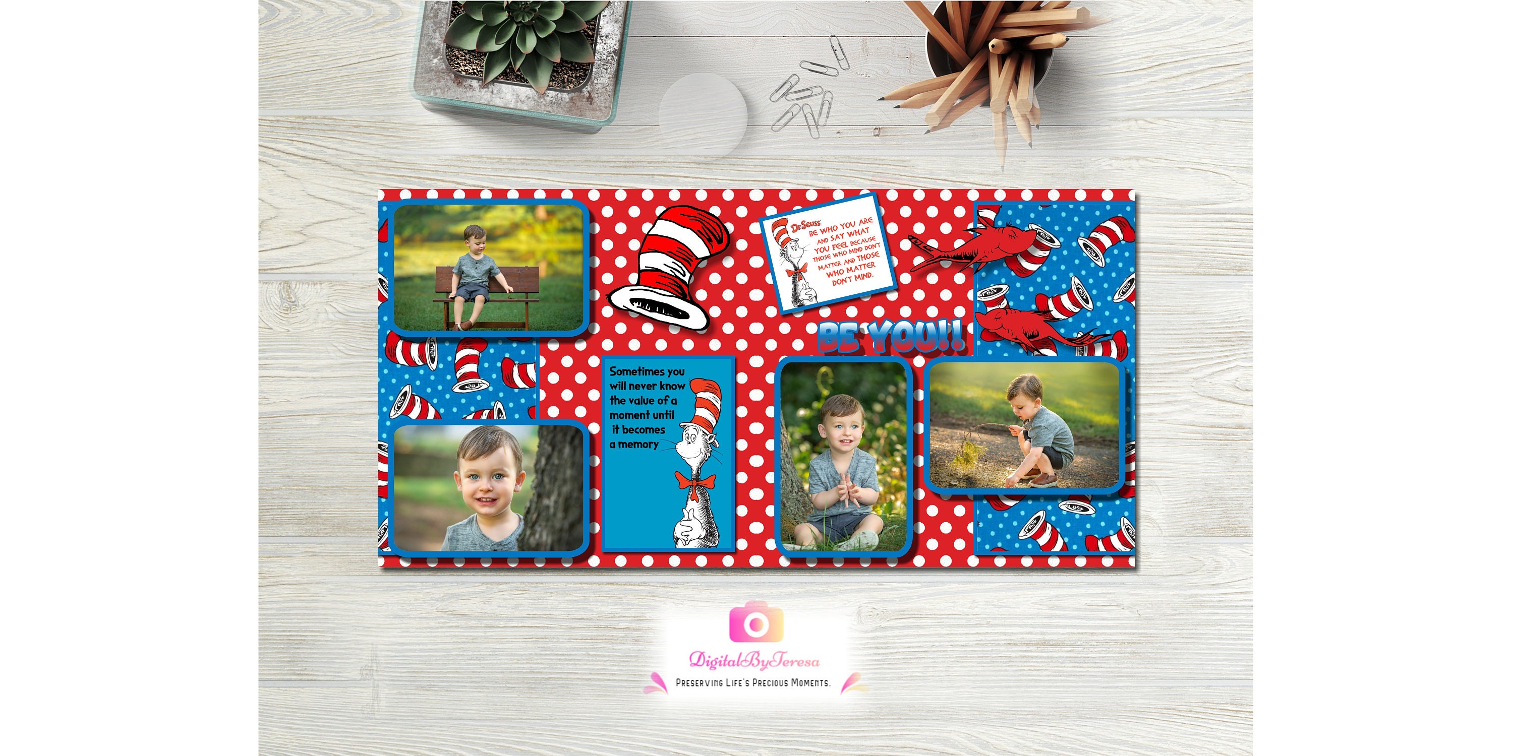 Dr Seuss Scrapbook Template, Digital Scrapbook Template, Digital ...