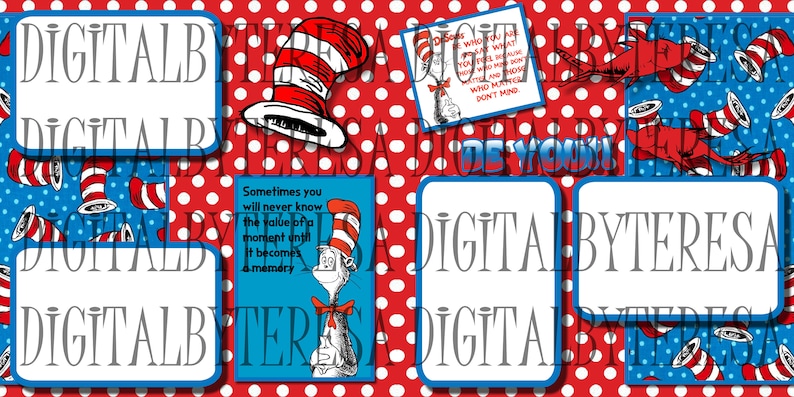 Dr Seuss Scrapbook Template, Digital Scrapbook Template, Digital ...