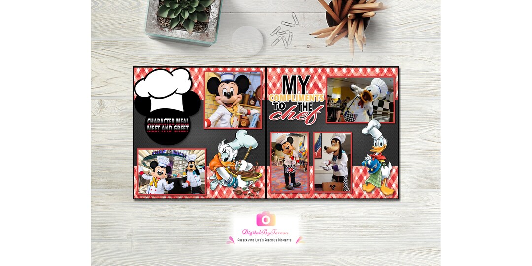 Disneyworld Chef Donald and Daisy Scrapbook Template Digital Scrapbook ...