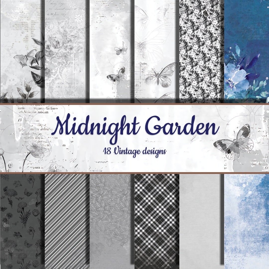 Midnight Garden Digital Paper Vintage Backgrounds 24 Backgrounds ...