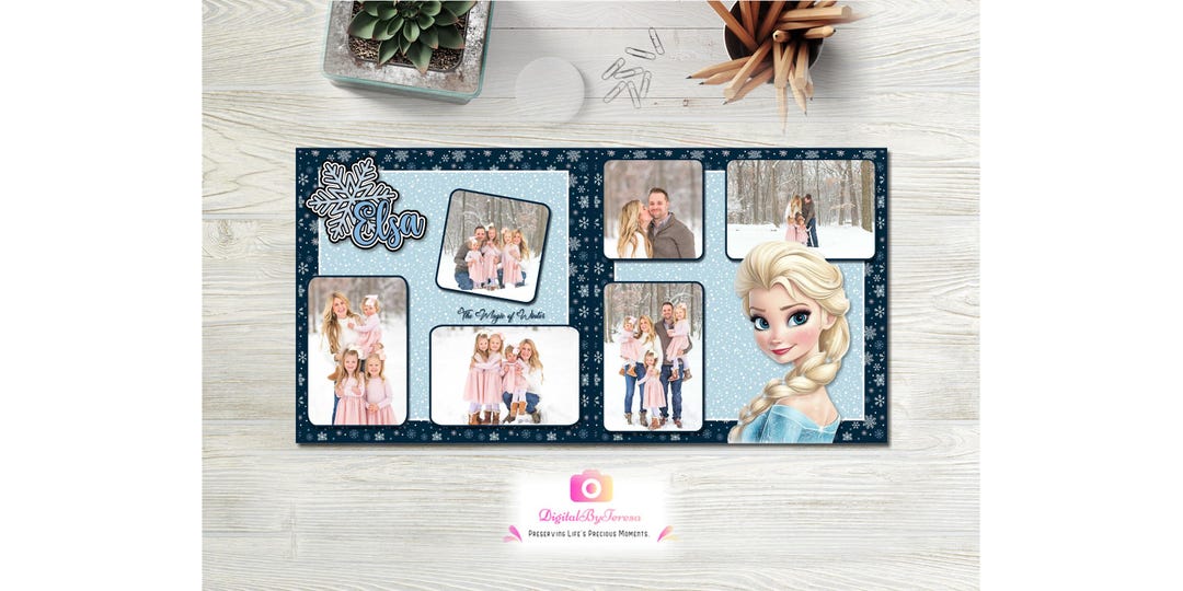 Plantilla de álbum de recortes digital Elsa Winter Magic Disneyworld ...