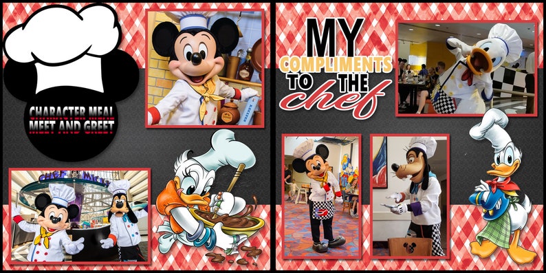 Disneyworld Chef Donald and Daisy Scrapbook Template Digital Scrapbook ...