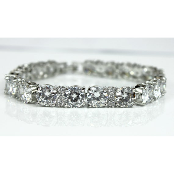 WHITE GOLD FINISH Created Diamond Classic Chunky Round Cut Tennis Bracelet Including Gift Box Perfect Gift for Men Women Birthdays Etsy Ireland