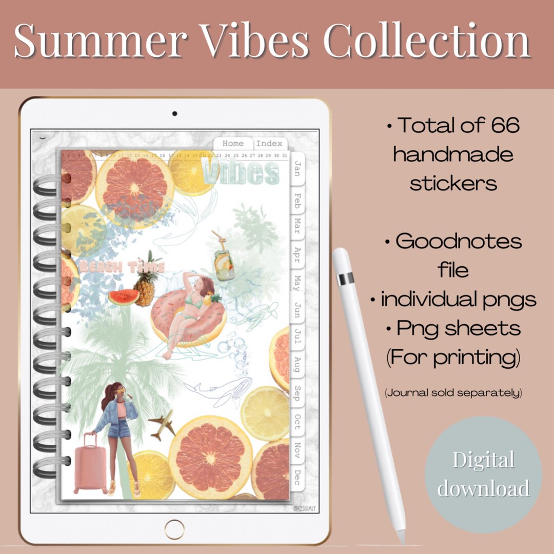 Summer Vibe Stickers | Summer Goodnotes Stickers | Digital Planner ...