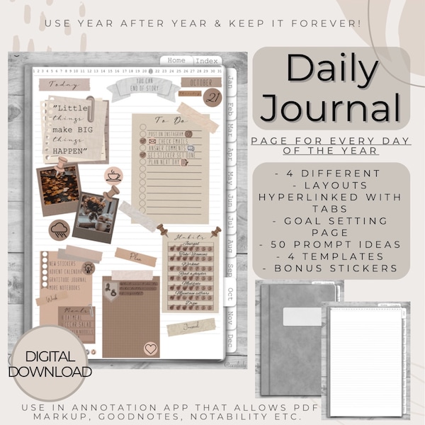 Realistic Digital Journal - Etsy