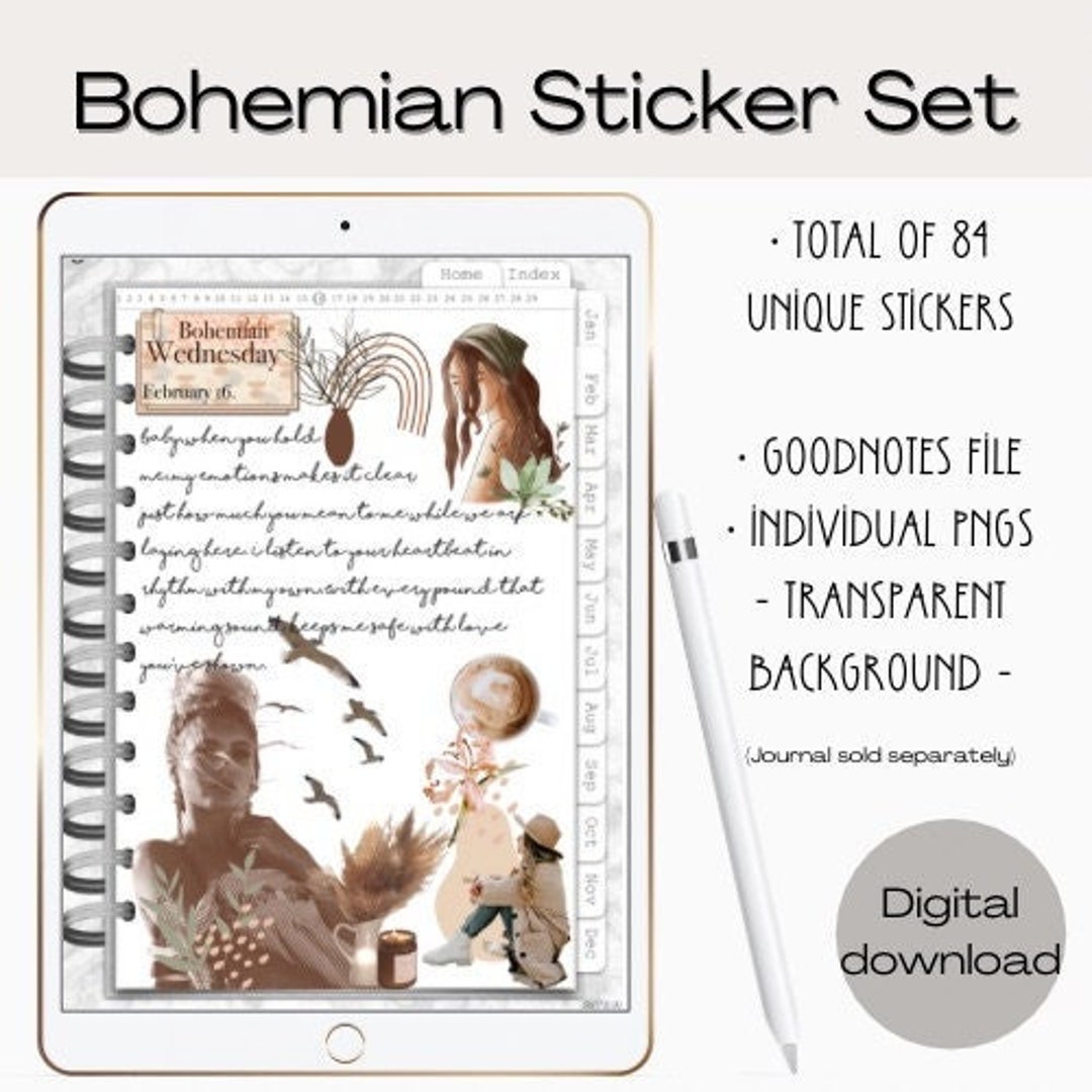 Bohemian Digital Stickers | Boho Goodnotes Stickers | Digital Planner ...