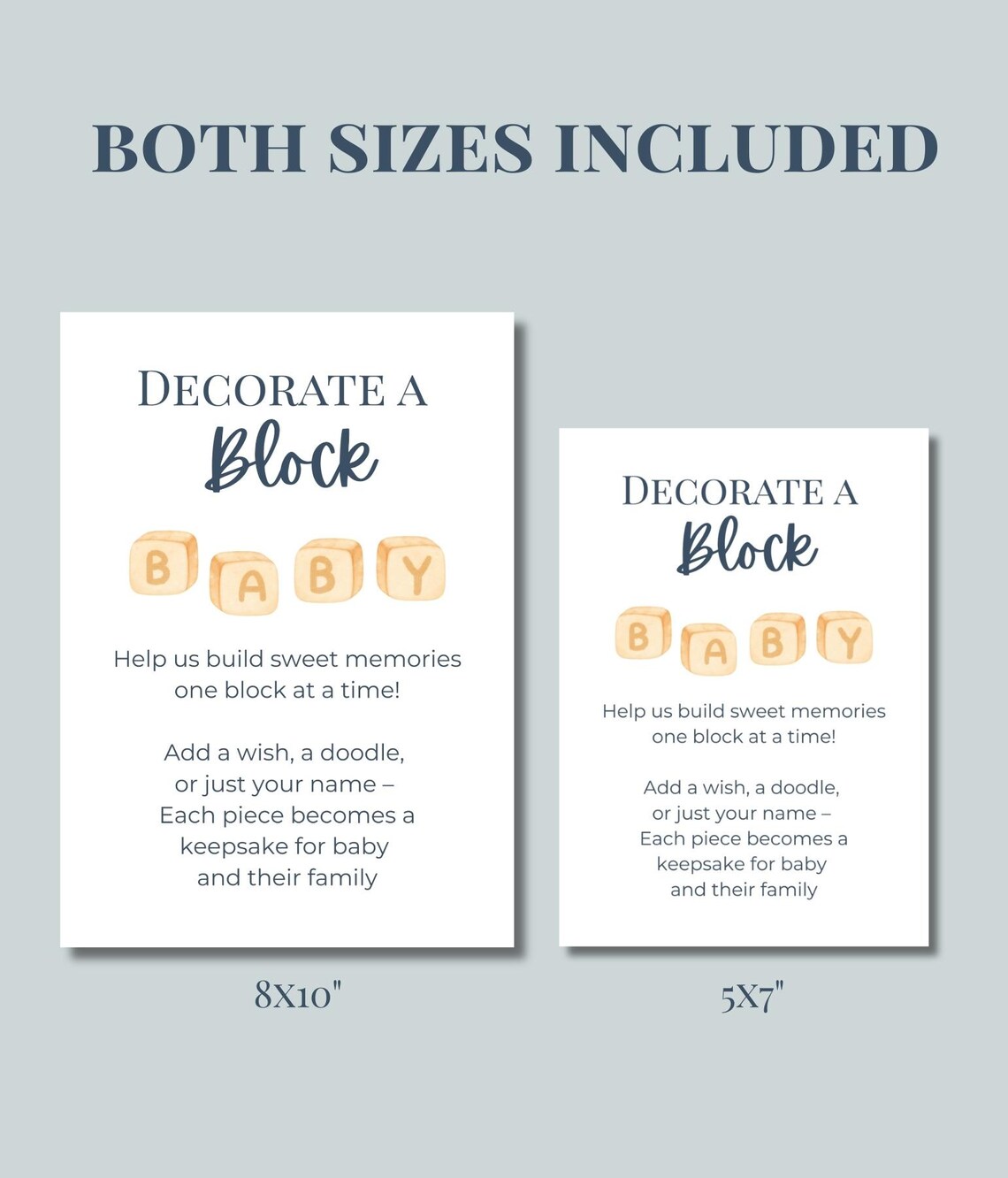 Decorate a Block Sign Printable, Baby Shower Activity Keepsake, Neutral ...