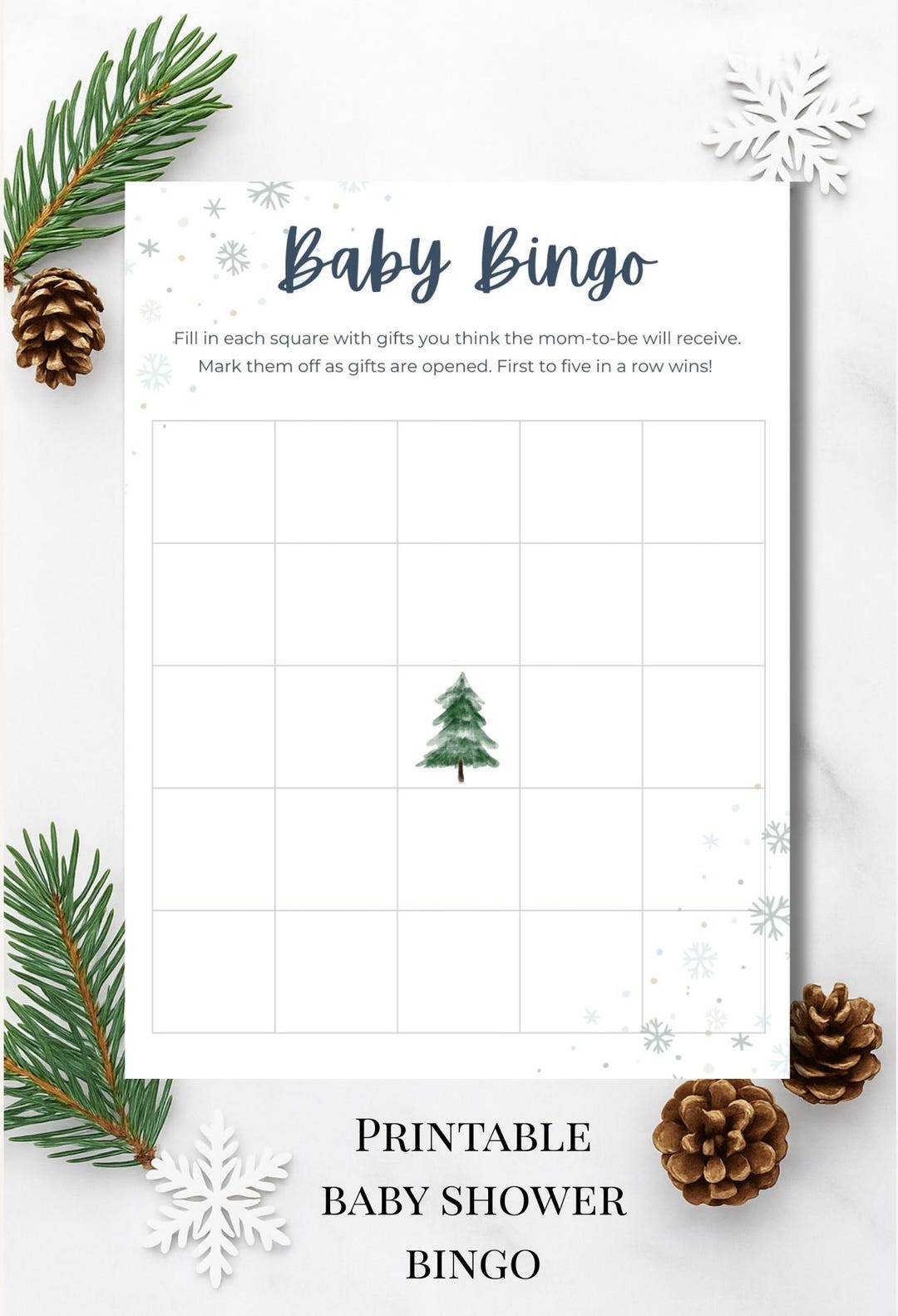 Winter Baby Shower Bingo Game Printable, Winter Wonderland Theme, Baby ...