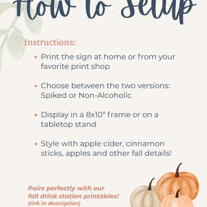 Apple Cider Bar Sign Printable, Fall Baby Shower or Autumn Party Decor ...