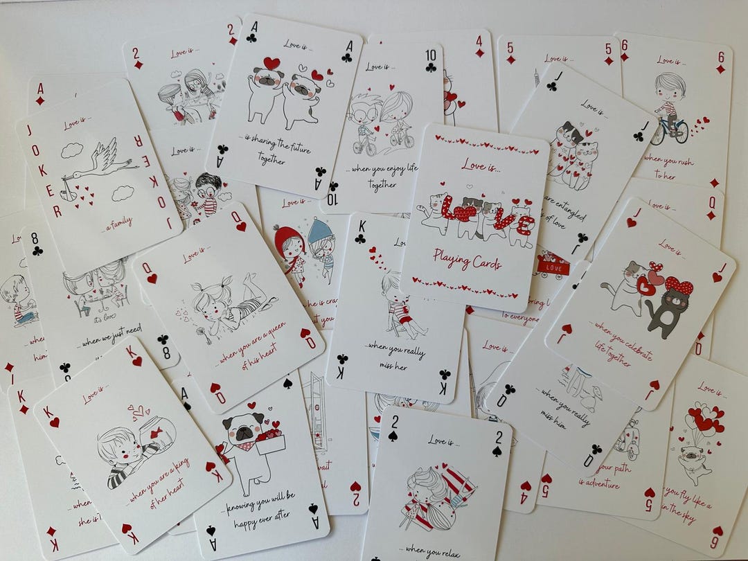 Love Is... Playing Cards. Valentines Day Poker and Bridge Cards. - Etsy