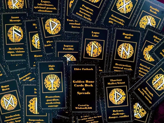 Golden Rune Oracle Cards. Runes. Elder Futhark | Etsy