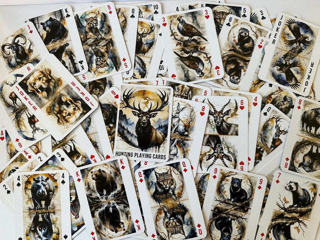 Hunting Playing Cards Deck. Forest Animals Poker and Bridge Cards. - Etsy