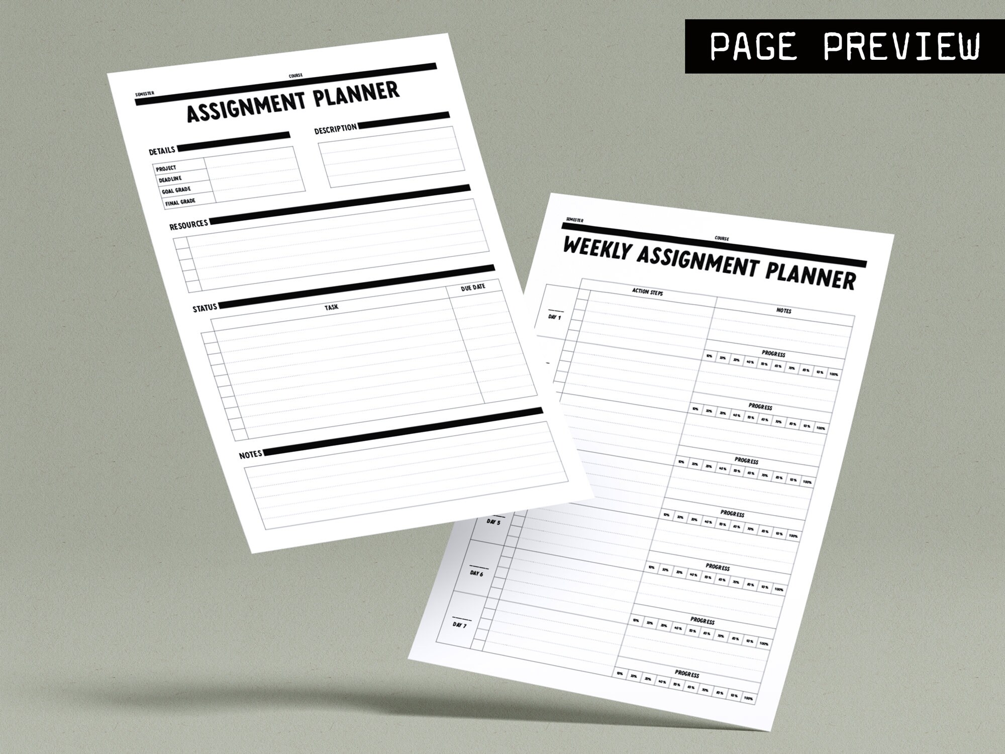 Printable Academic Assignment Planner Pages for Students // A4 + A5 ...