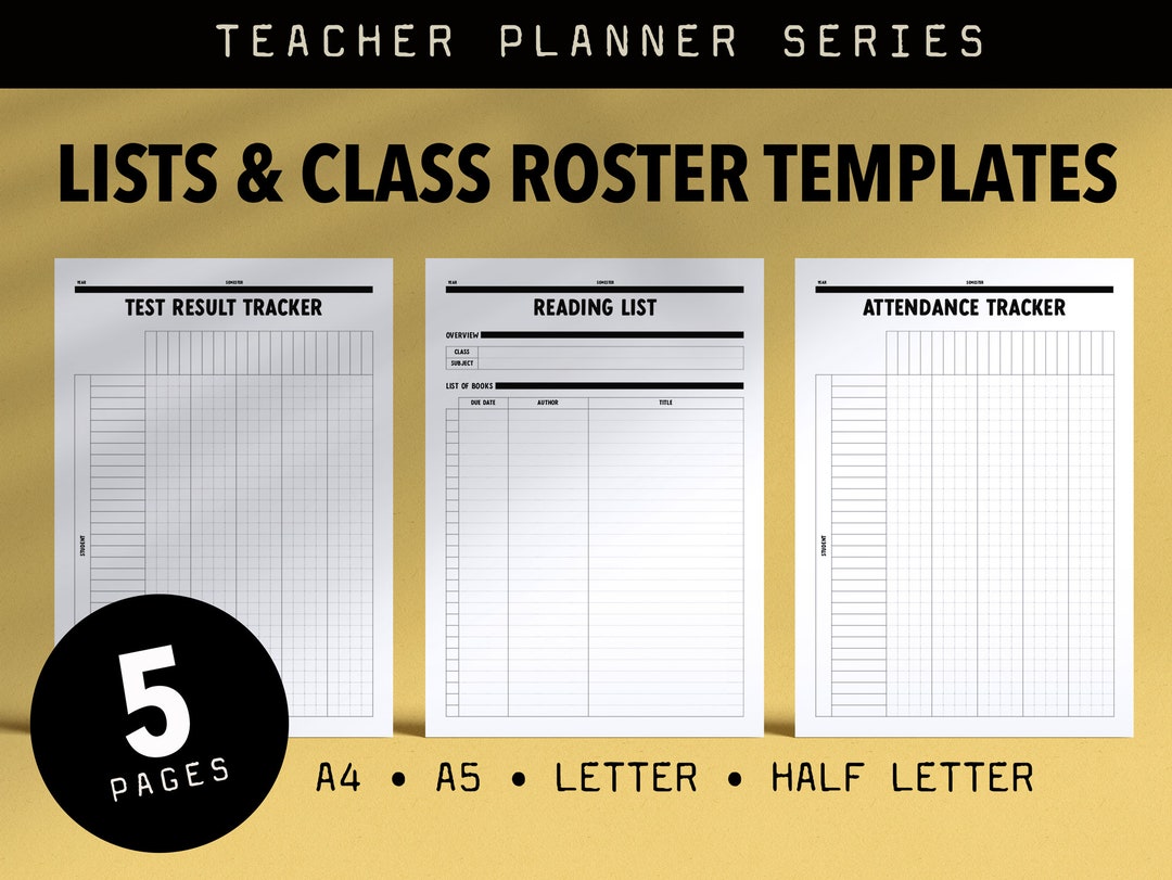 Printable Lists and Class Roster Planner Pages for Teachers // A4 + A5 ...