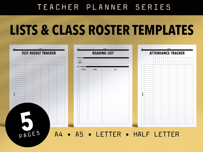 Printable Lists and Class Roster Planner Pages for Teachers // A4 + A5 ...