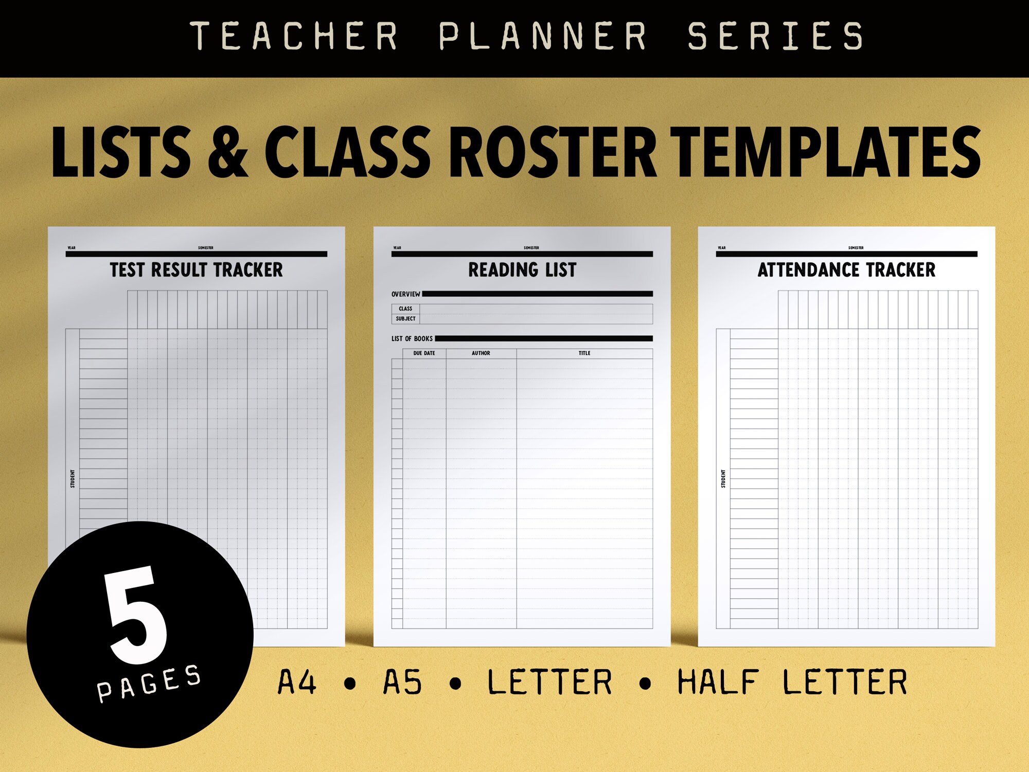 Printable Lists and Class Roster Planner Pages for Teachers // A4 + A5 ...