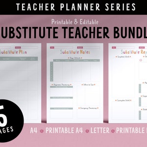 Fillable Printable Substitute Plan, Substitute Notes and Substitute ...
