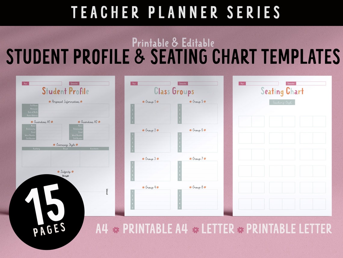 Fillable Printable Student Profile, Student List and Seating Chart ...