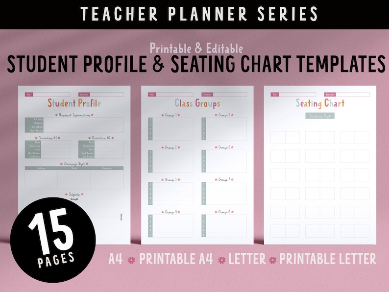 Fillable Printable Student Profile Student List and Seating - Etsy