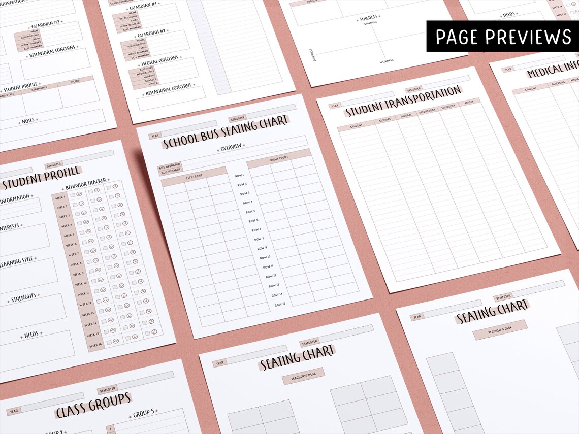 Fillable Printable Student Profile Student List and Seating - Etsy