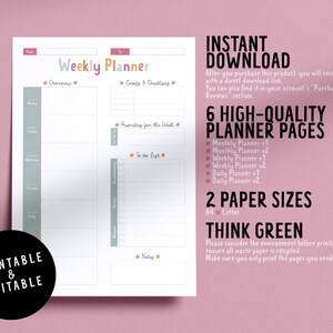 Fillable Printable Monthly, Weekly and Daily Planner Pages for Teachers ...