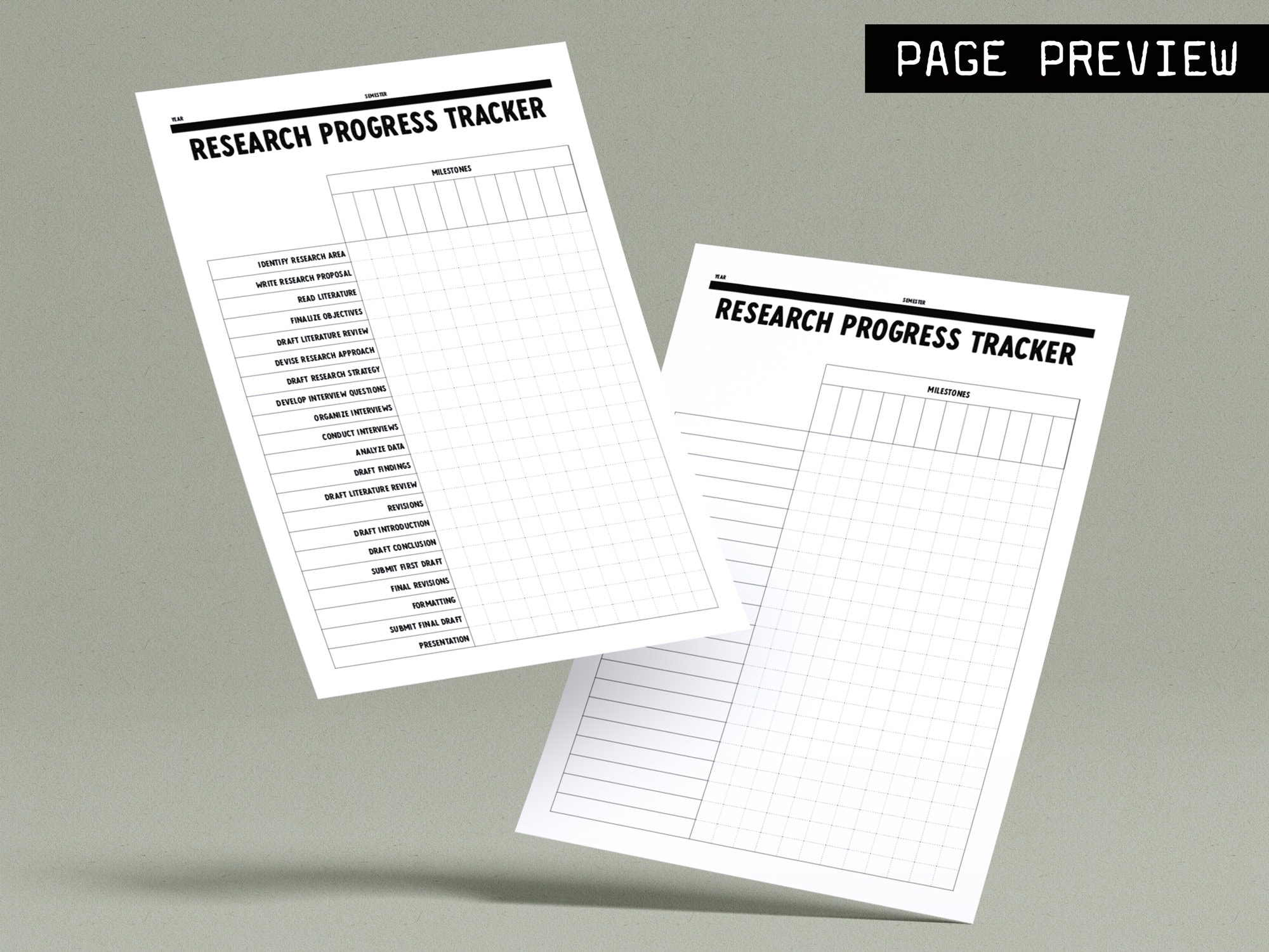Printable Academic Research Tracking Planner Pages for Students // A4 ...