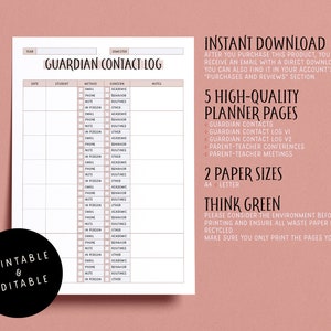 Fillable Printable Teacher-parent Communication Planner Pages for ...