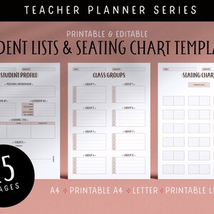 Fillable Printable Student Profile Student List and Seating - Etsy