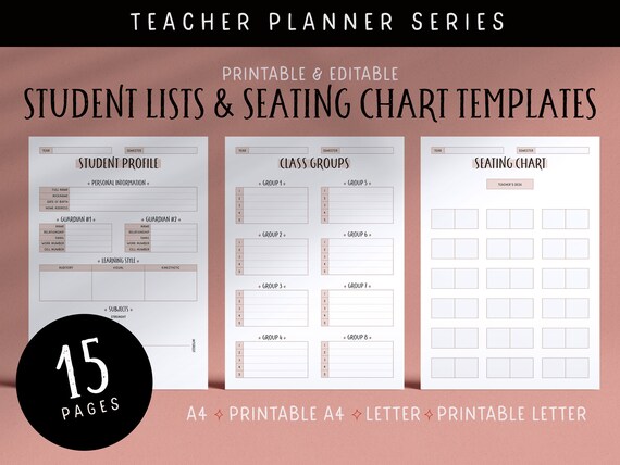 Fillable Printable Student Profile Student List and Seating - Etsy