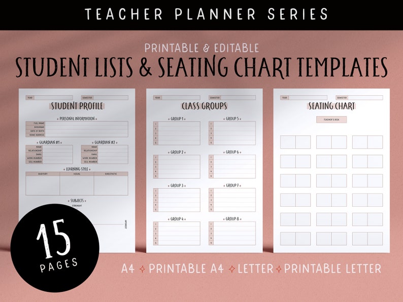 Fillable Printable Student Profile, Student List and Seating Chart ...