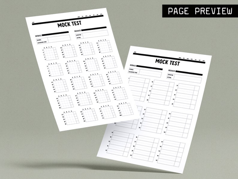 Printable Mock Test Templates for Students // A4 + A5 + Letter + Half ...