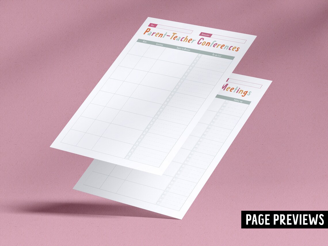 Fillable Printable Teacher-parent Communication Planner Pages for ...