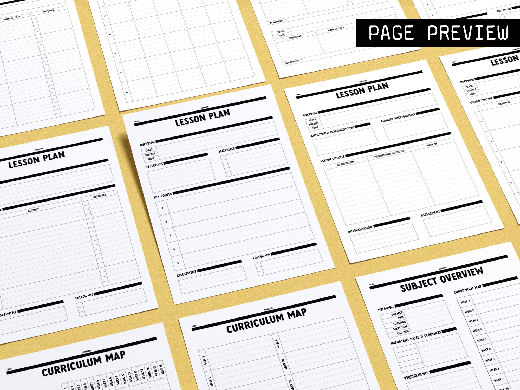 Printable Lesson Plan and Curriculum Map Templates for Teachers // A4 ...