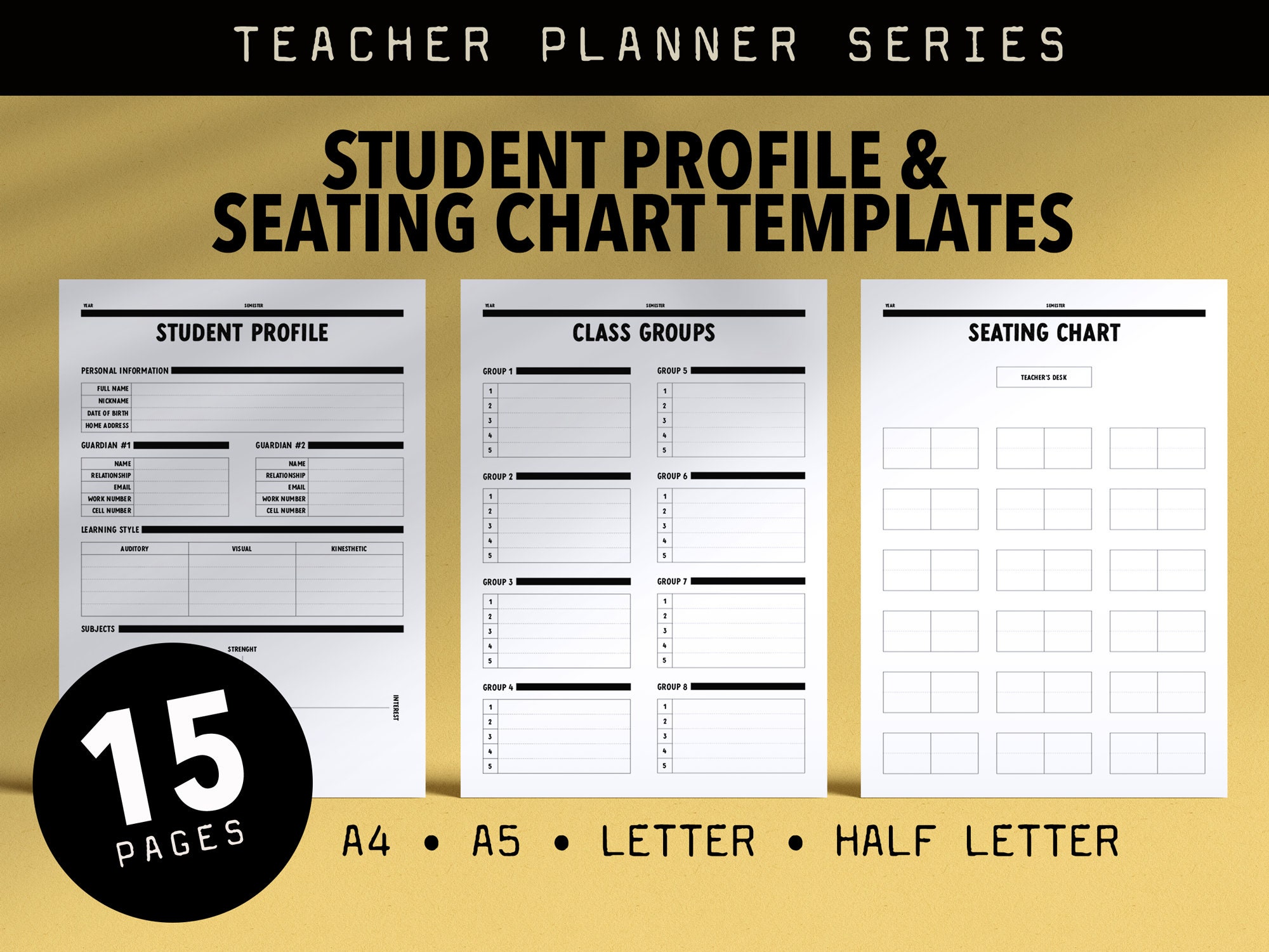 Printable Student Profile, Student List and Seating Chart Templates for ...