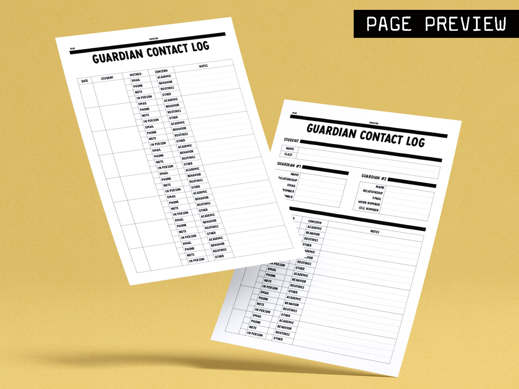 Printable Teacher-parent Communication Planner Pages for Teachers // A4 ...
