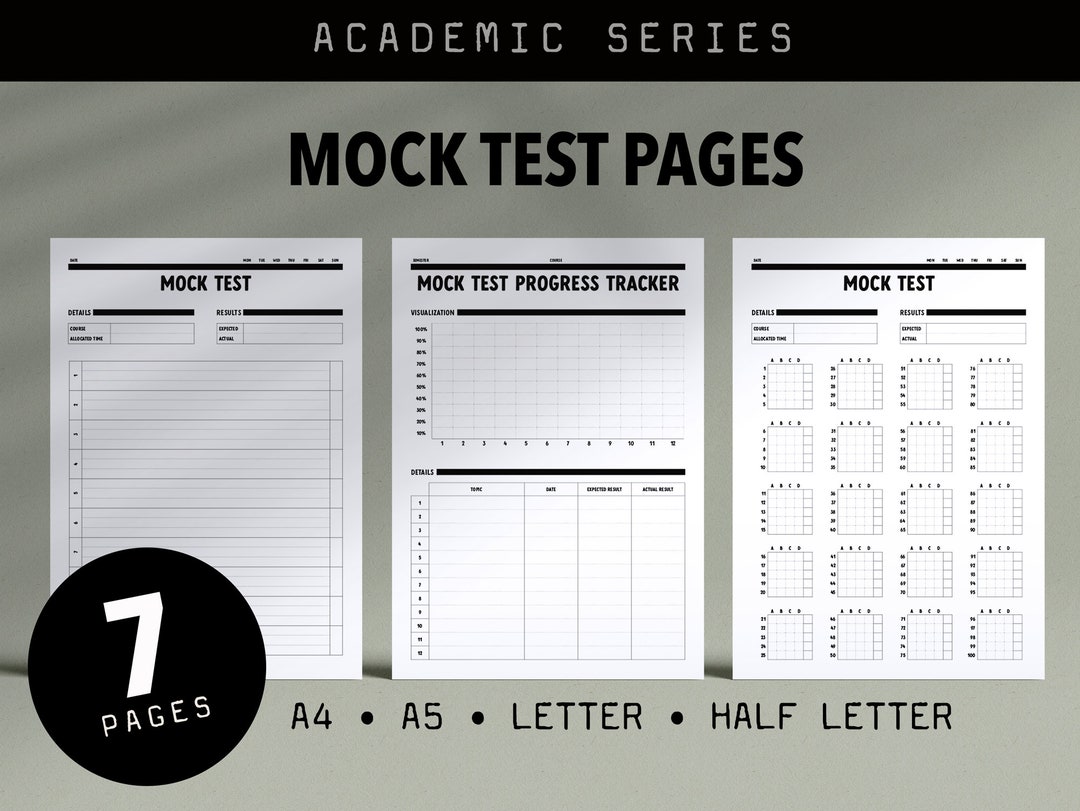 Printable Mock Test Templates for Students // A4 + A5 + Letter + Half ...